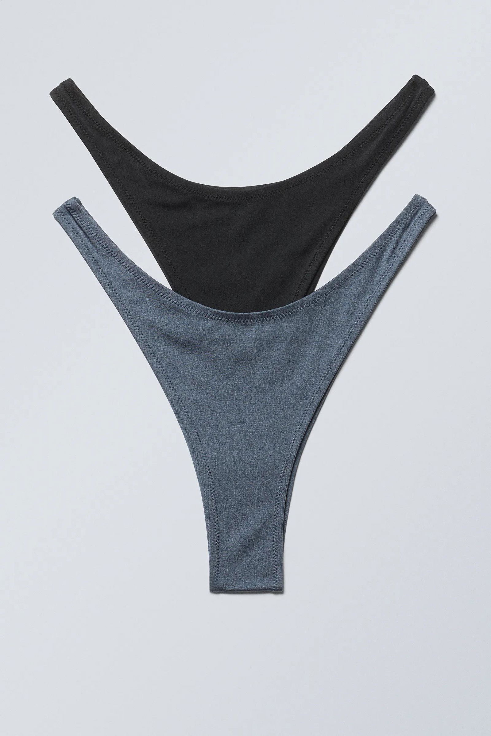 WEEKDAY 2-Pack Mini Brazilian Bikini Bottoms in Black & Shiny Blue ...