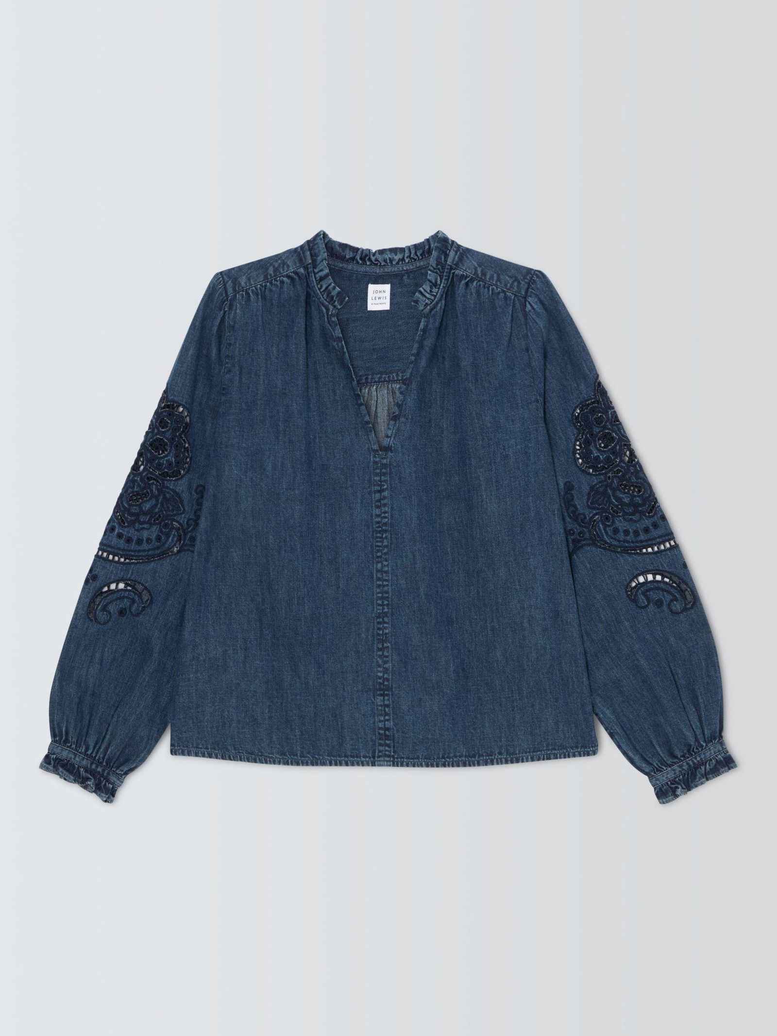 JOHN LEWIS Denim Cutwork Blouse in Blue | endource