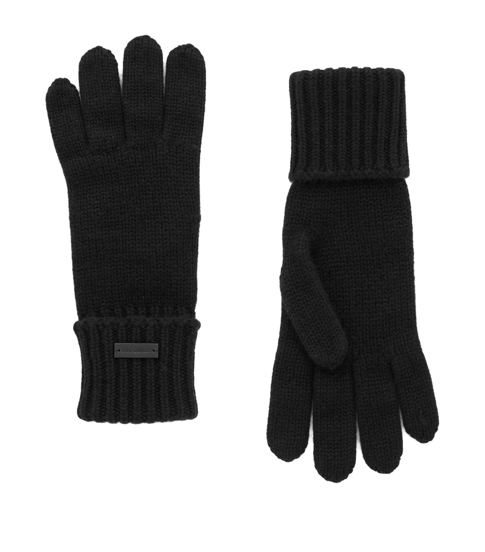 SAINT LAURENT Cashmere Folded Gloves in Black | endource