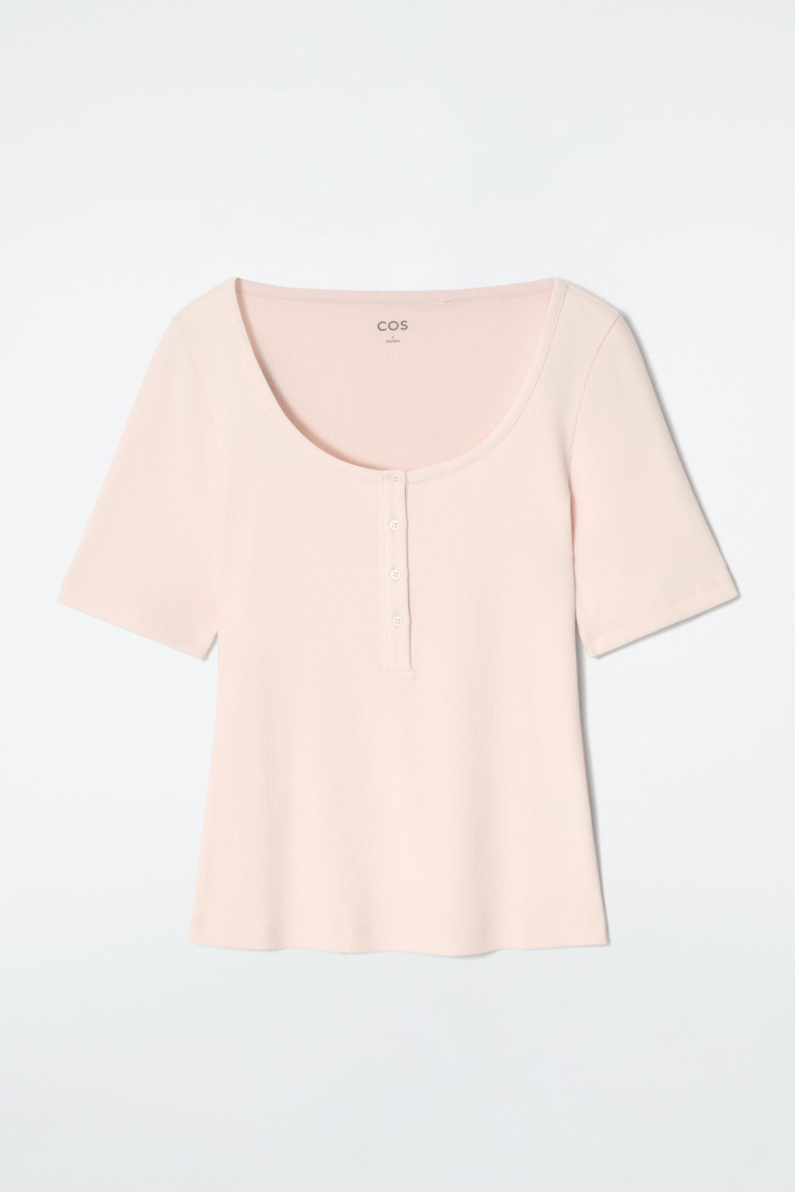 COS Ribbed Henley T-Shirt in LIGHT PINK | endource