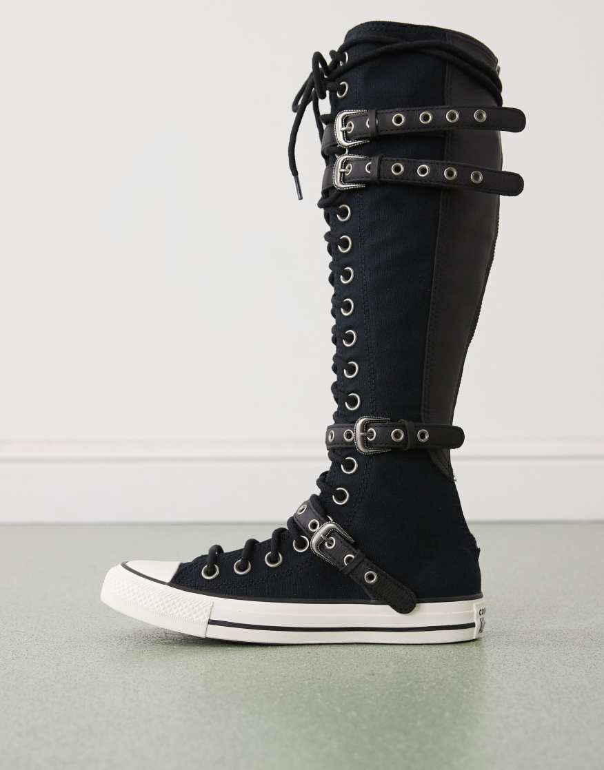 CONVERSE Chuck Taylor All Star Knee High Trainers In Black With Buckles ...