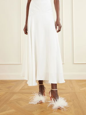 CHRISTIAN LOUBOUTIN Miss Z Poupi 100 Feather-embellished Satin Sandals ...