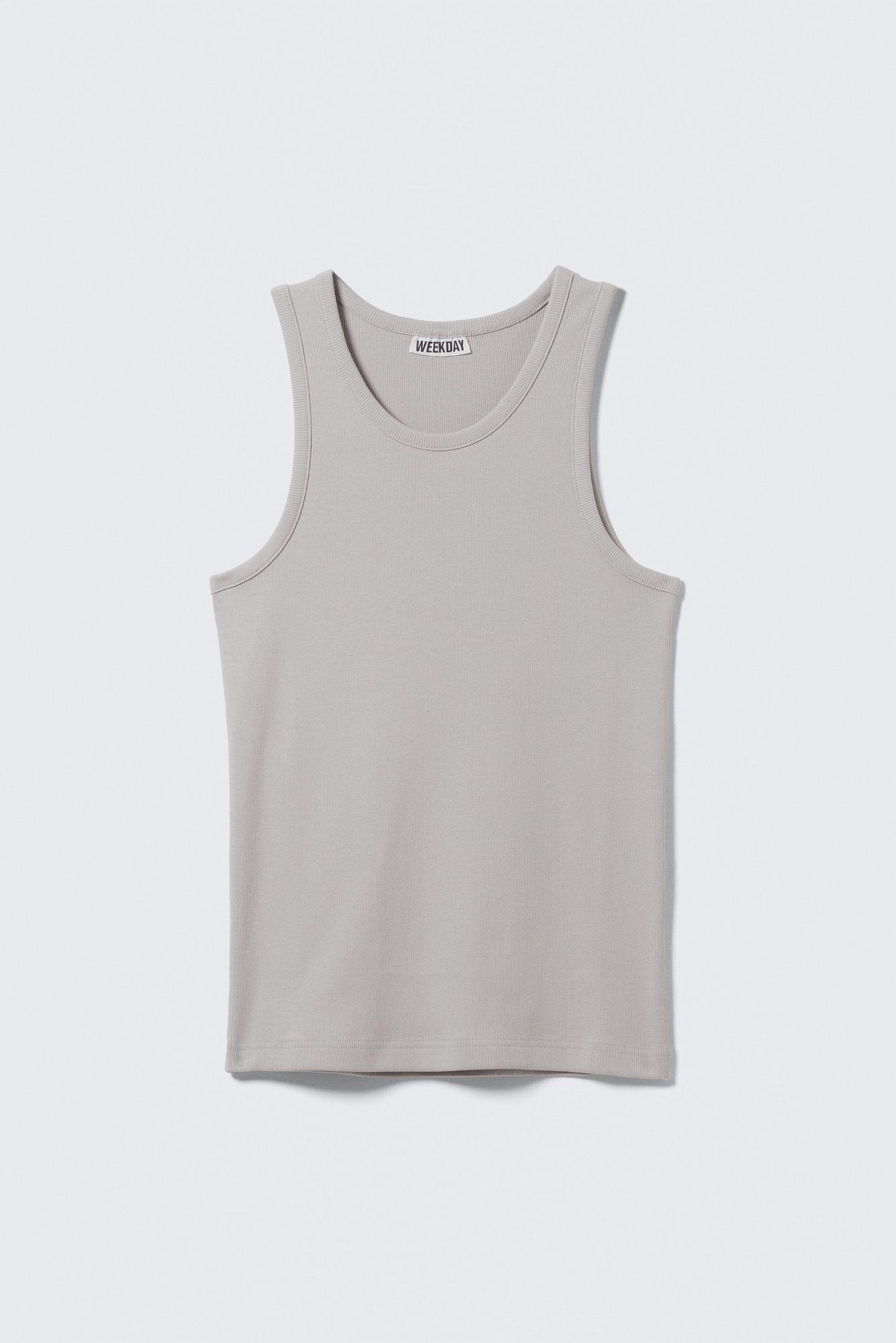 WEEKDAY Regular Fit Ribbed Tank Top in Light Grey | endource