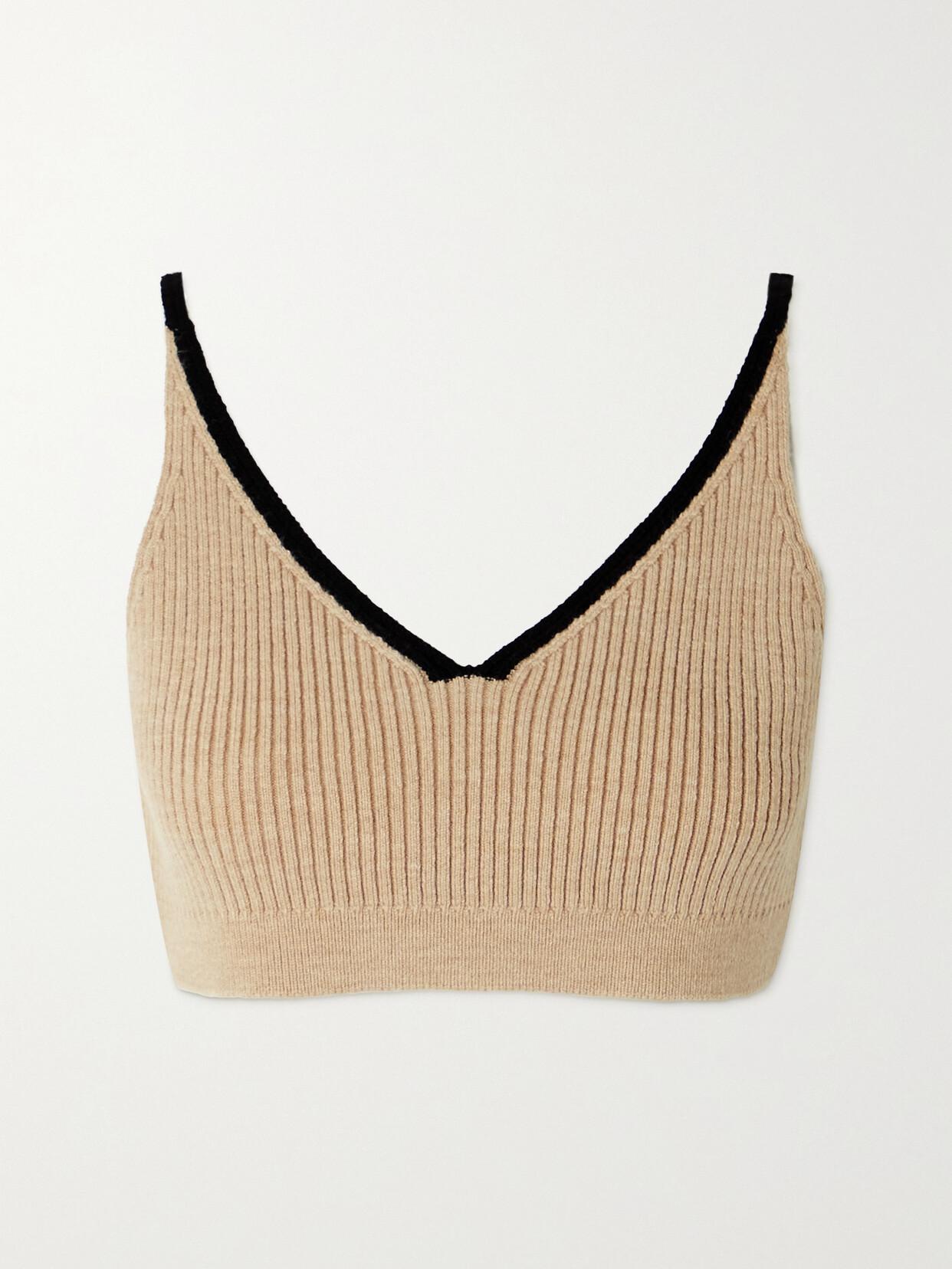 LOEWE Ribbed Wool Bralette in Neutrals | endource