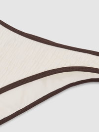 REISS Johannah Fixed-Side High-Leg Bikini Bottoms In Ivory/Chocolate ...