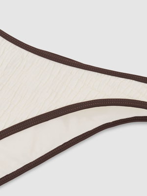 REISS Johannah Fixed-Side High-Leg Bikini Bottoms In Ivory/Chocolate ...