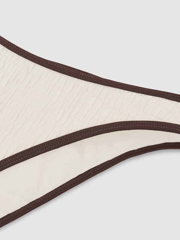 REISS Johannah Fixed-Side High-Leg Bikini Bottoms In Ivory/Chocolate ...