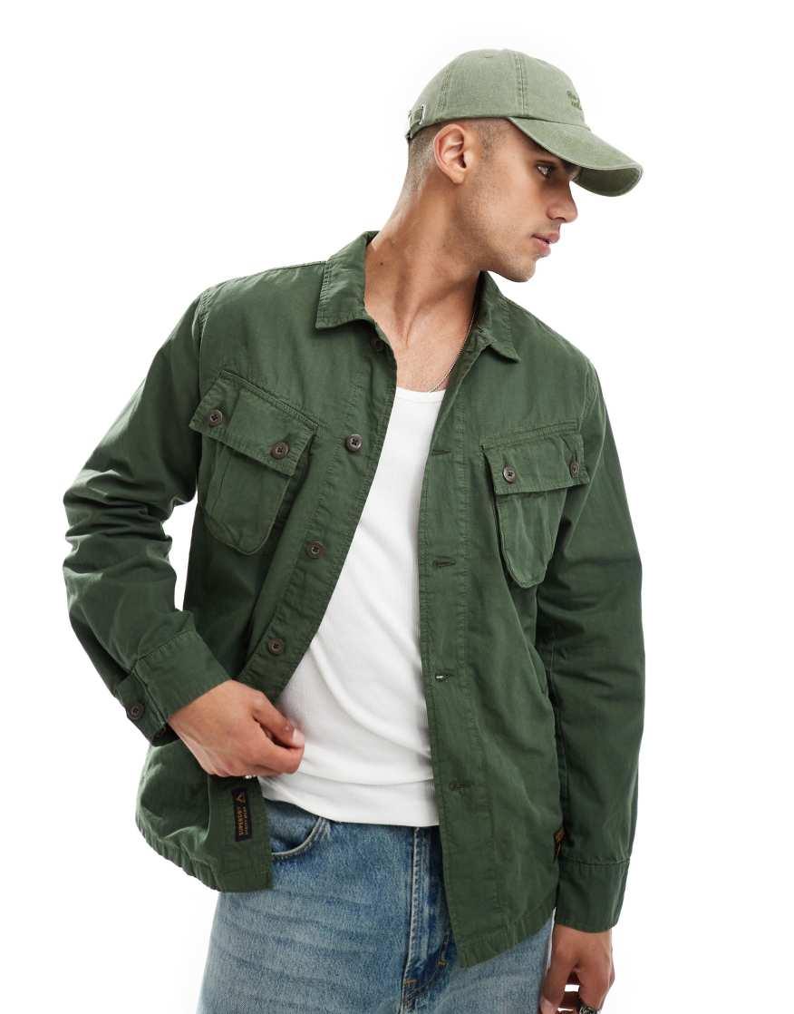 SUPERDRY Military Overshirt Jacket in ARMY GREEN | endource