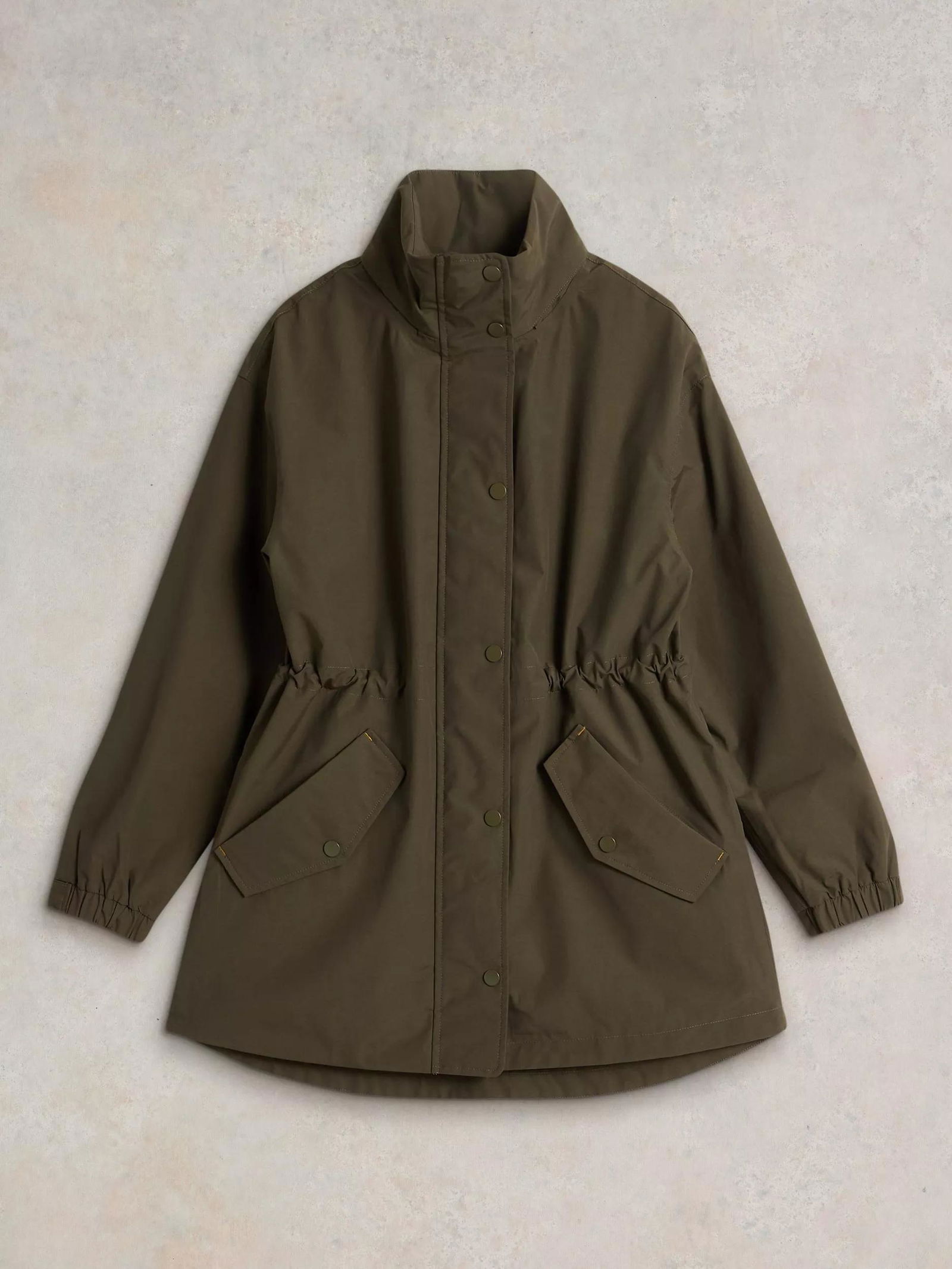 WHITE STUFF Lexi Short Waterproof Coat in Khaki | endource