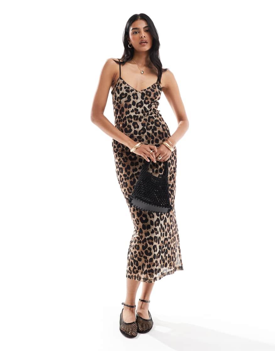 MANGO Leopard Print Cami Midi Dress | endource