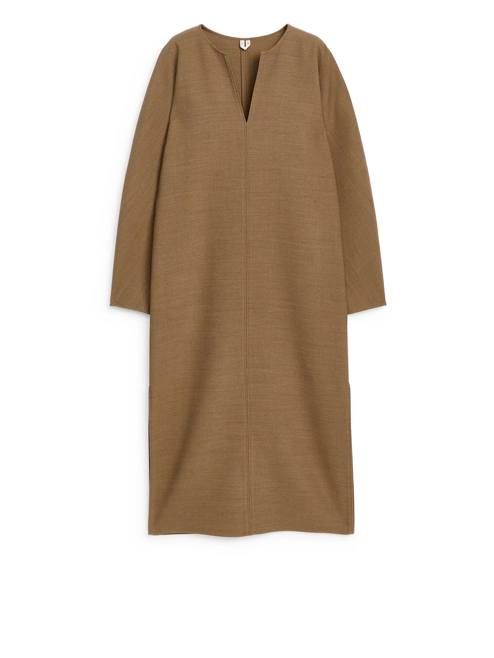 ARKET Wool Tunic Dress in Dark Beige | endource