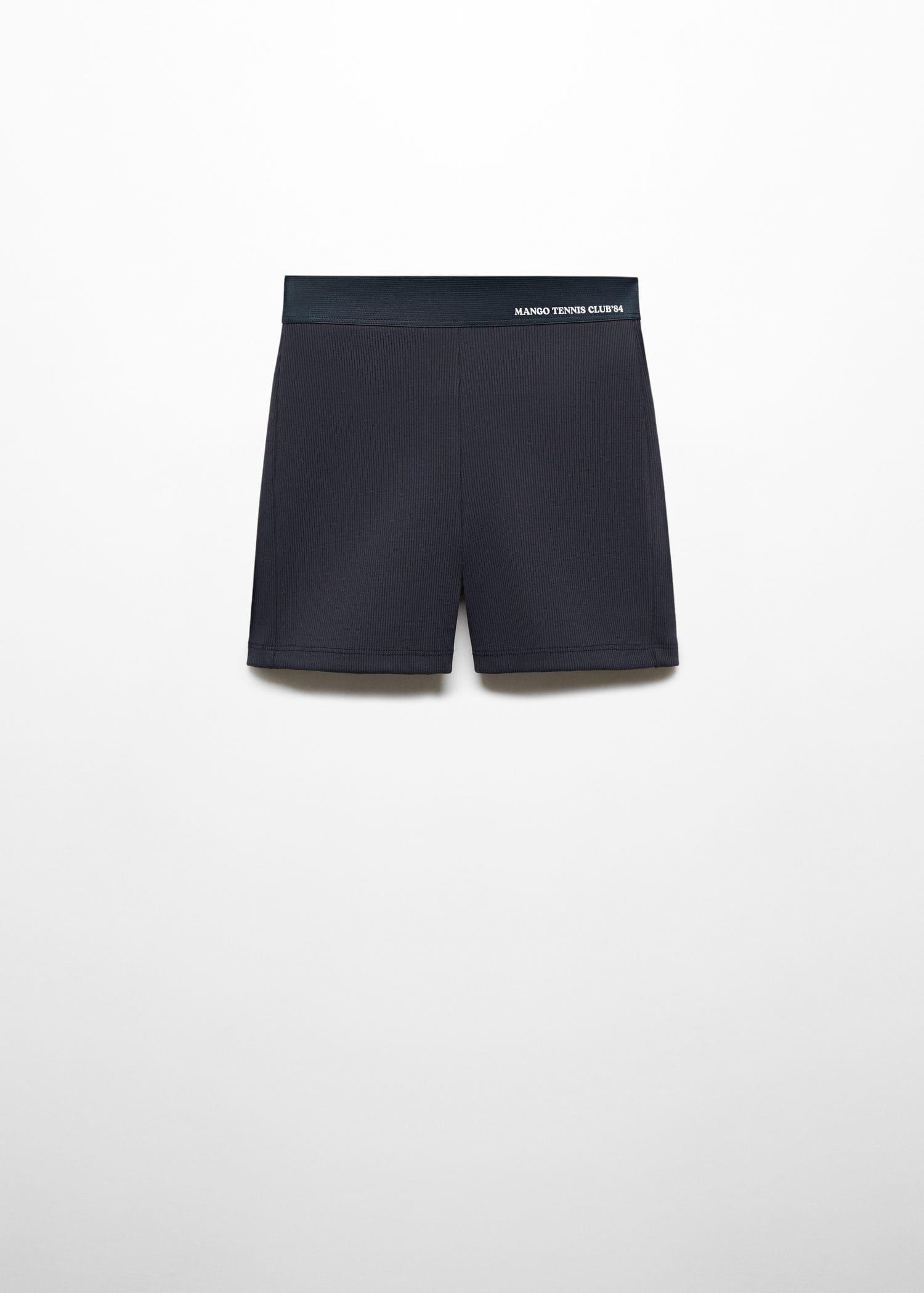 MANGO Logo Ribbed Tights in Dark Navy | Endource