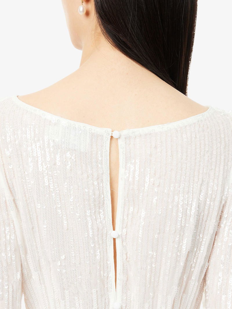 RIXO Coco Sequin-Embellished Maxi Dress in Ivory Sequin | endource