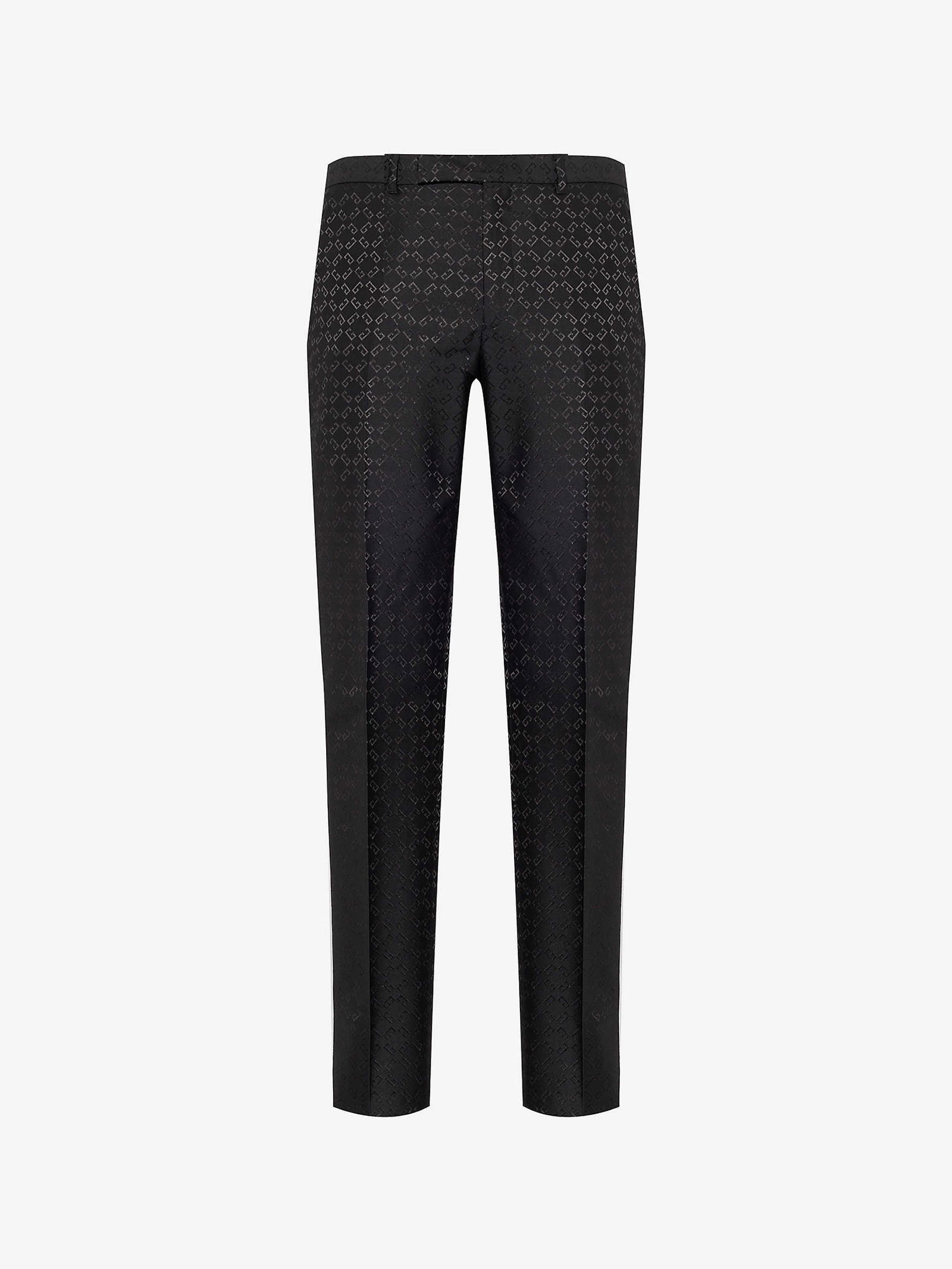 GIVENCHY 4G-Logo Straight-Leg Wool and Silk Trousers in BLACK | endource