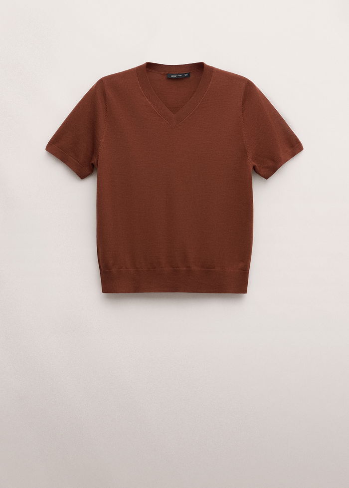MANGO 100% Wool Short-sleeved Sweater | endource
