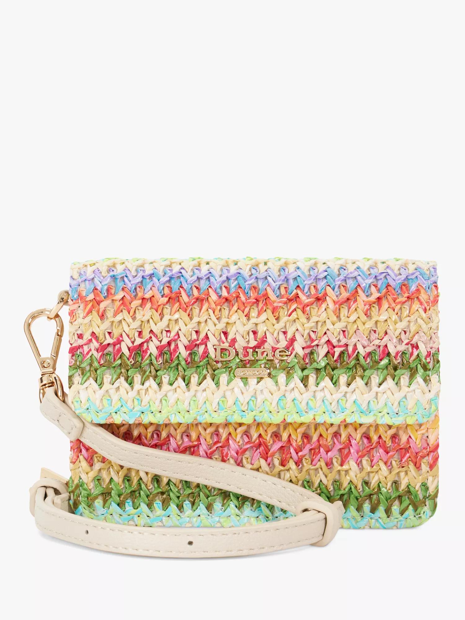 DUNE Kissed Synthetic Raffia Crossbody Bag in Multi | endource