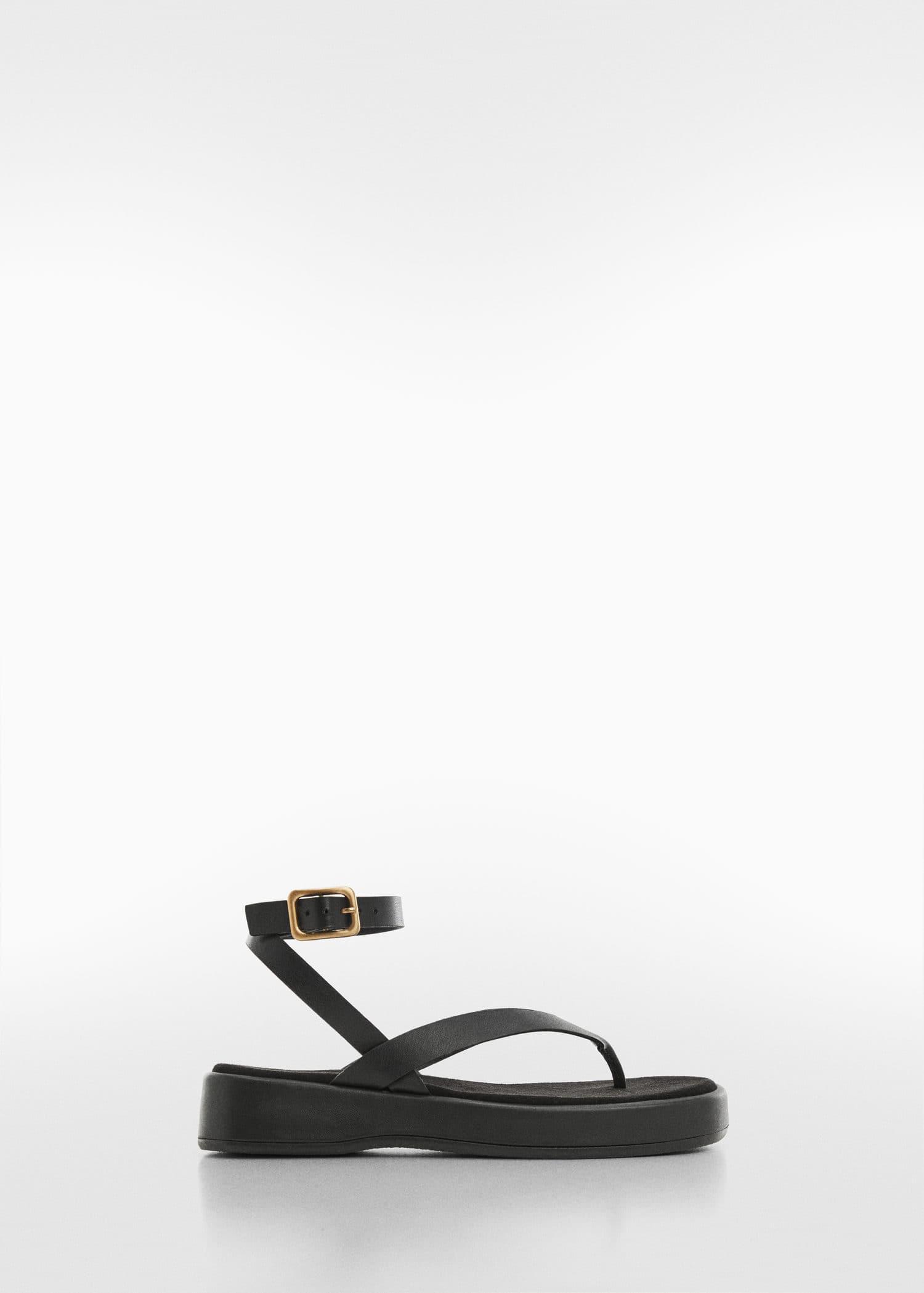 MANGO Platform Strap Sandals in Black | Endource