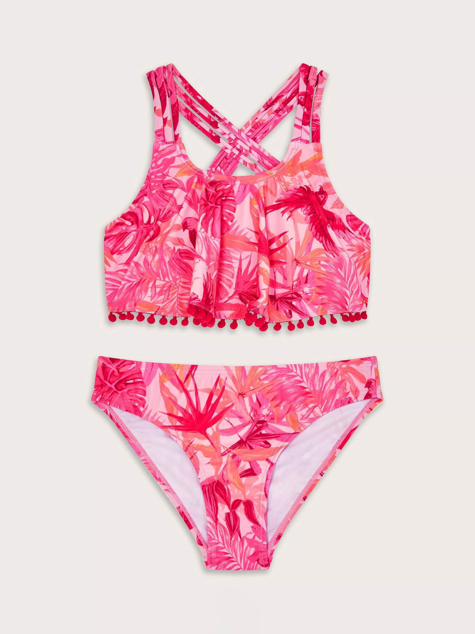 Monsoon Tropical Bird & Palm Print Frill Bikini | endource