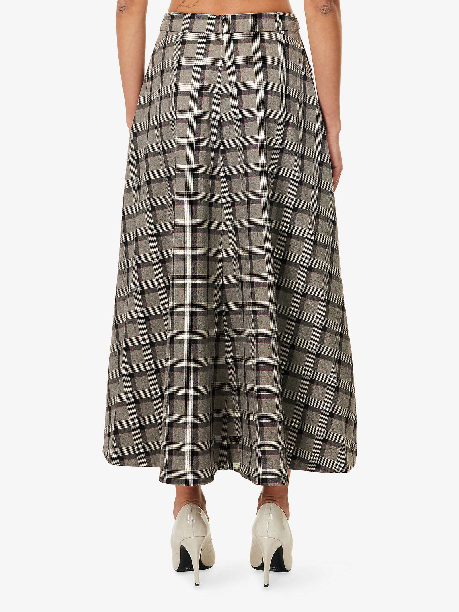REFORMATION First Light Check-Pattern Woven Maxi Skirt | endource