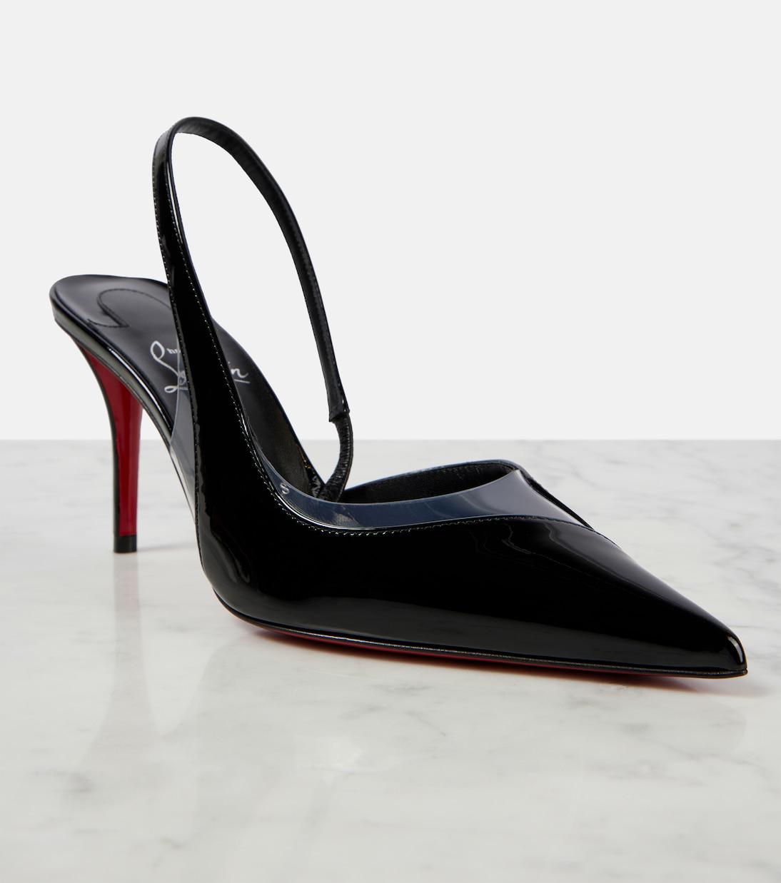 CHRISTIAN LOUBOUTIN Posticha 80 Leather And PVC Slingback Pumps in ...