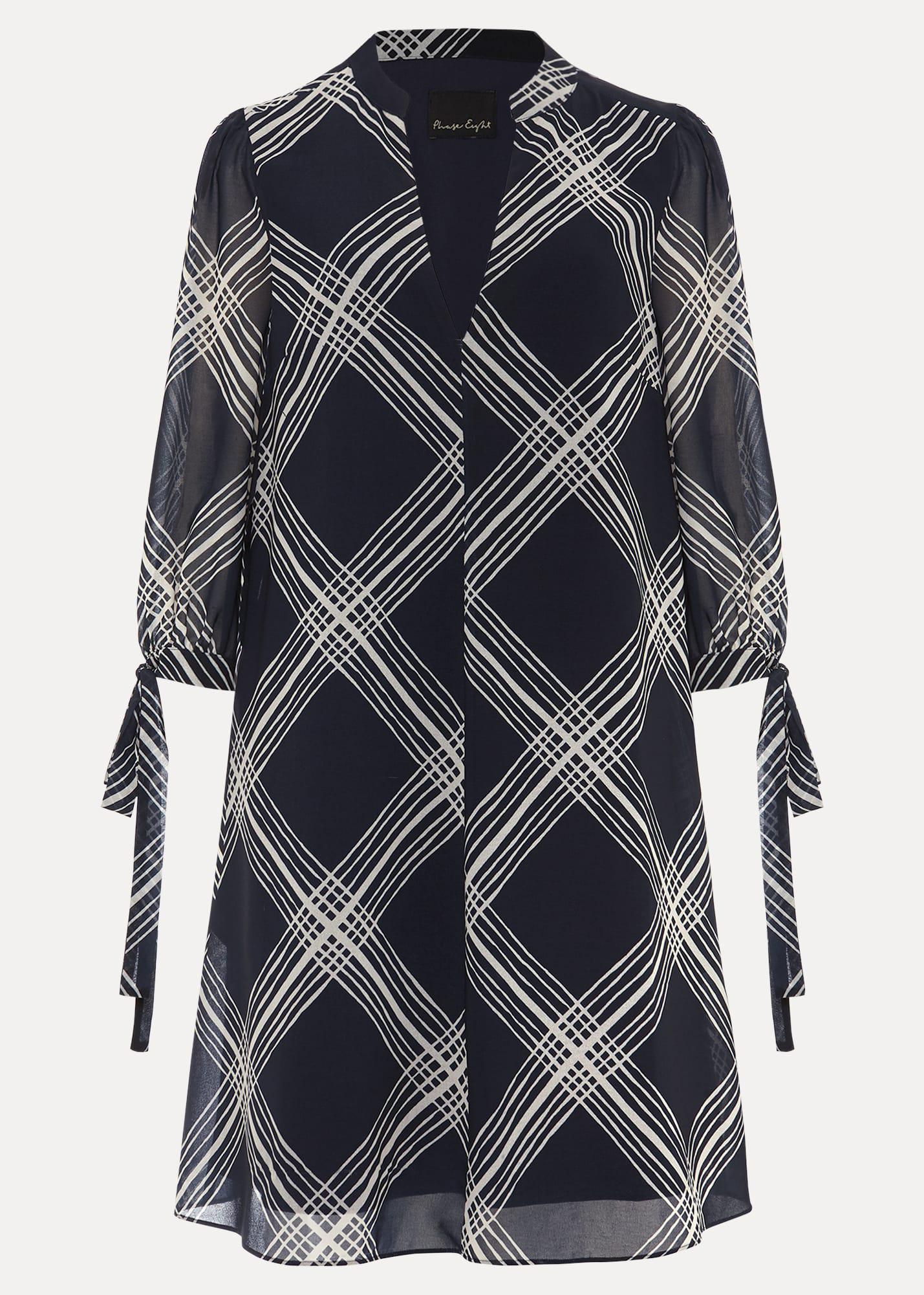PHASE EIGHT Cora Check Tunic Dress in Navy | endource