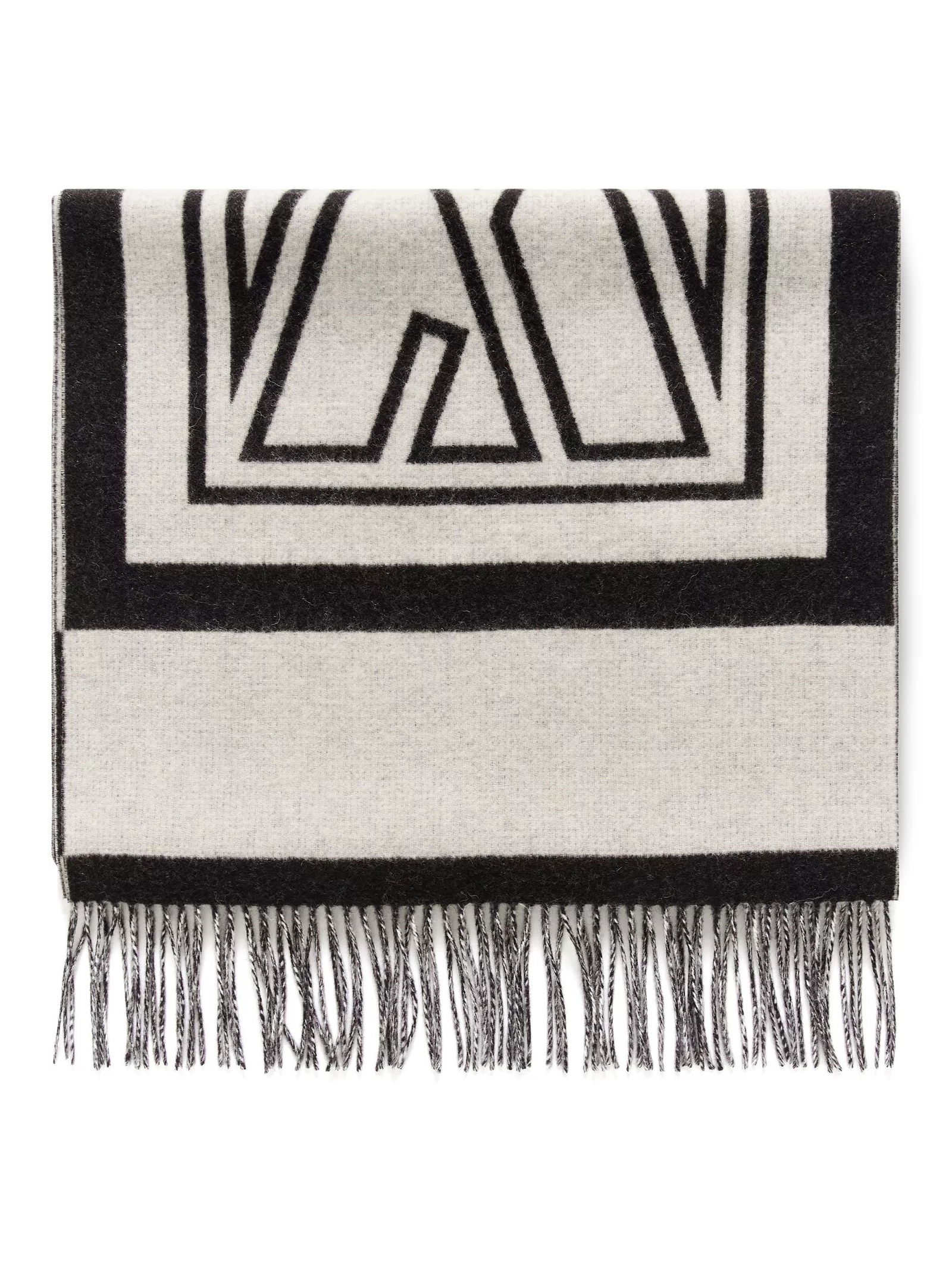 INWEAR Myrthe Logo Pure Wool Scarf in Black/White | endource