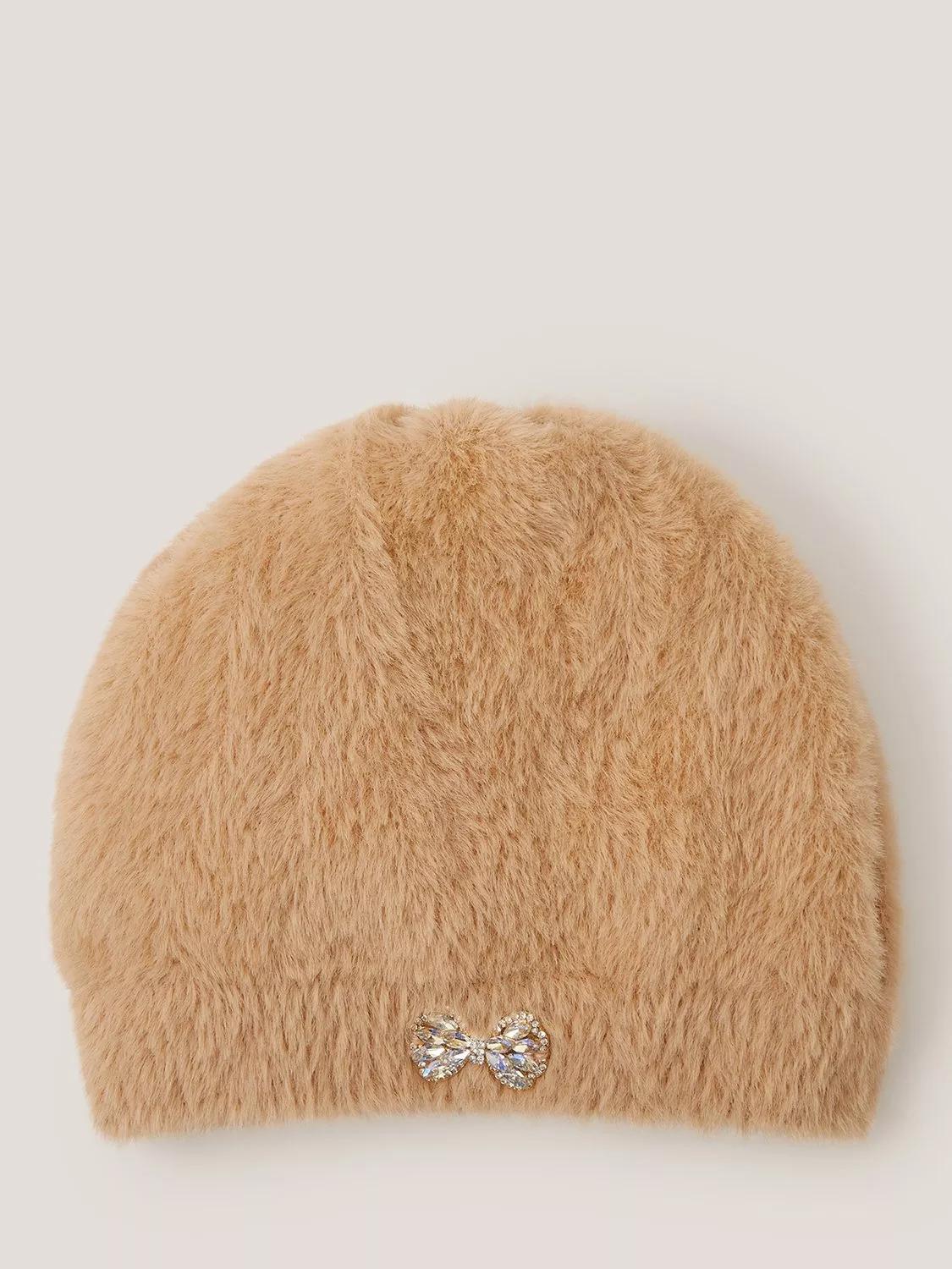 Monsoon Kids' Fuzzy Beanie Hat, Camel | endource
