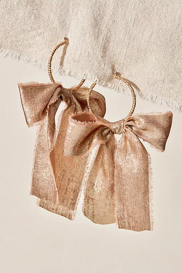 FREE PEOPLE Perfect Bow Hoops in Silver / Sage | endource