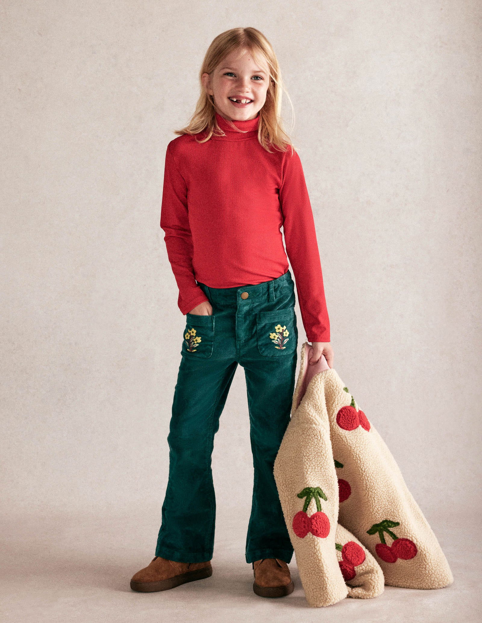 BODEN Borg Interest Jacket-Cherry Applique | endource
