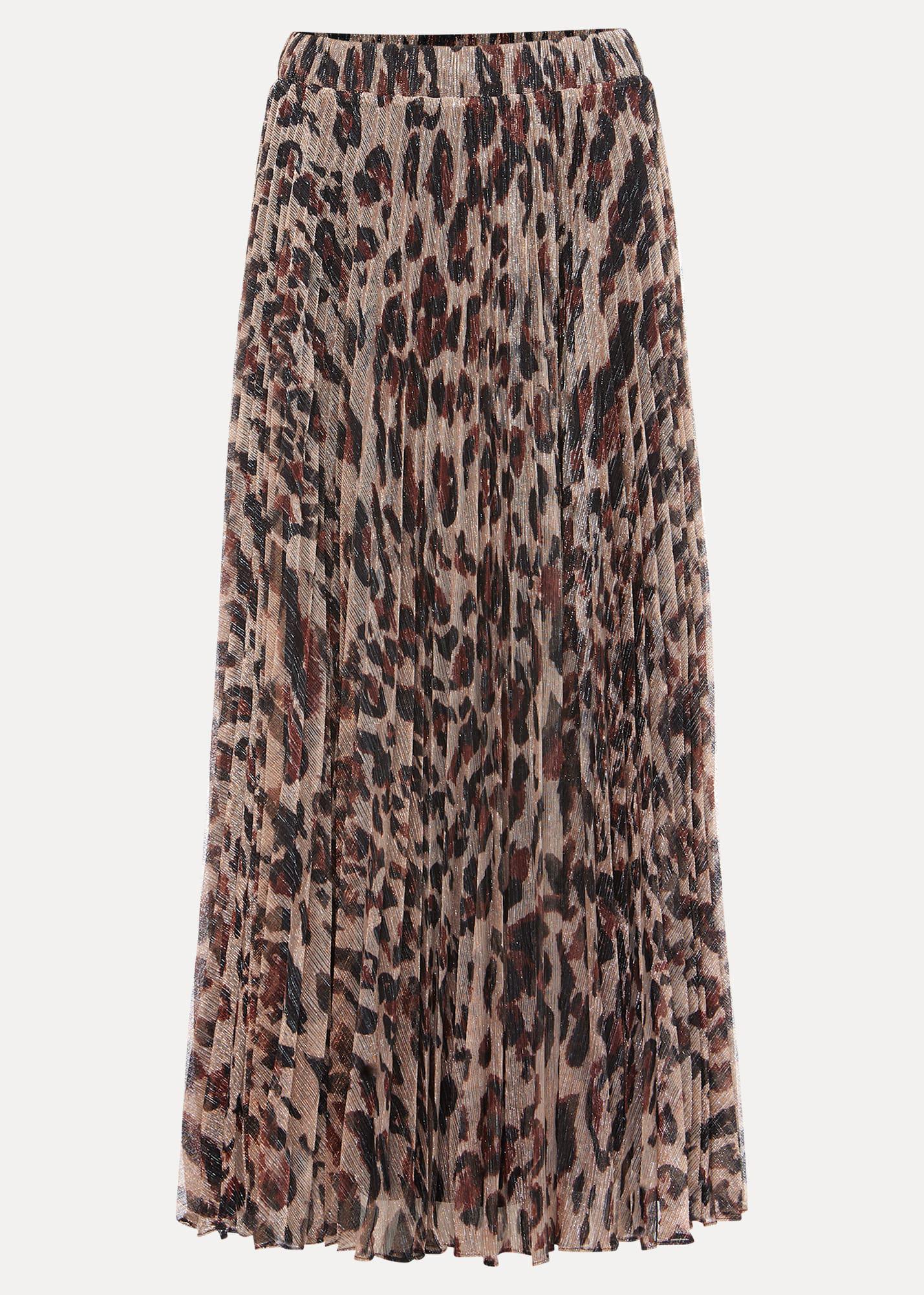 PHASE EIGHT Lesia Leopard Pleated Maxi Skirt in Brown | endource