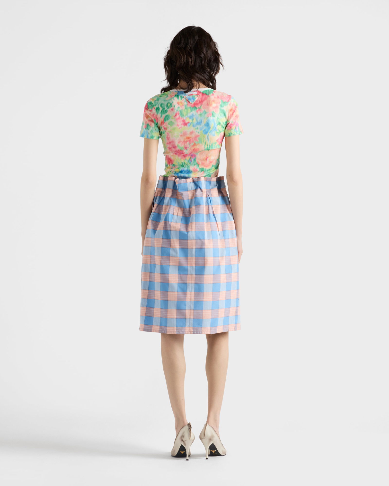 PRADA Checked Poplin Midi-skirt | endource