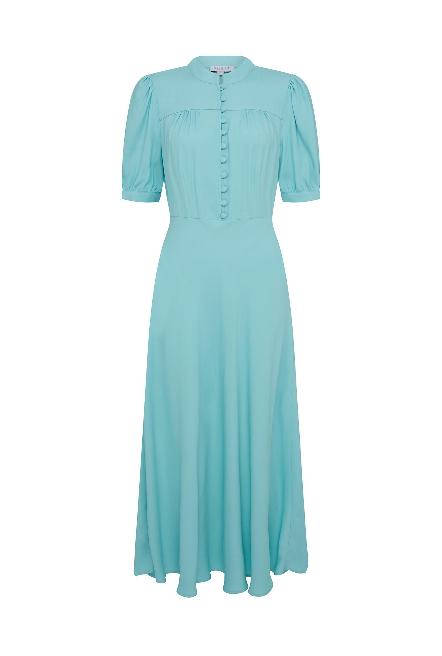 GHOST Adele Satin Back Crepe Midi Dress | endource