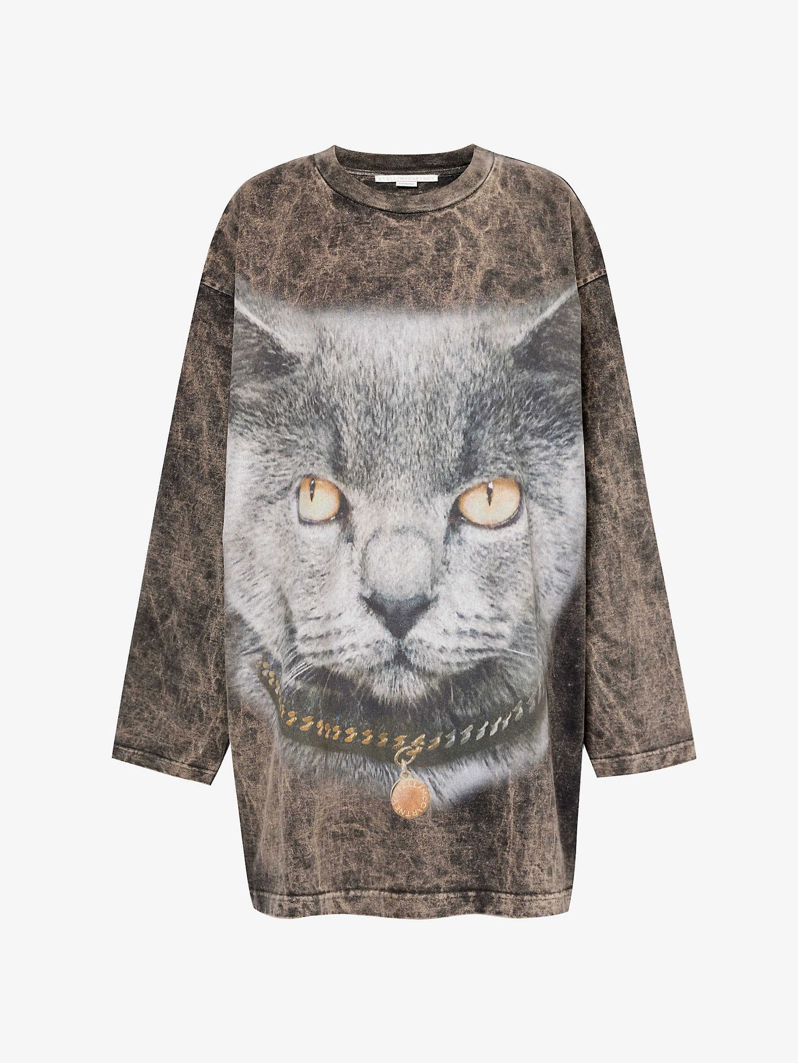 STELLA MCCARTNEY Cat-Print Relaxed-Fit Cotton Sweatshirt | endource