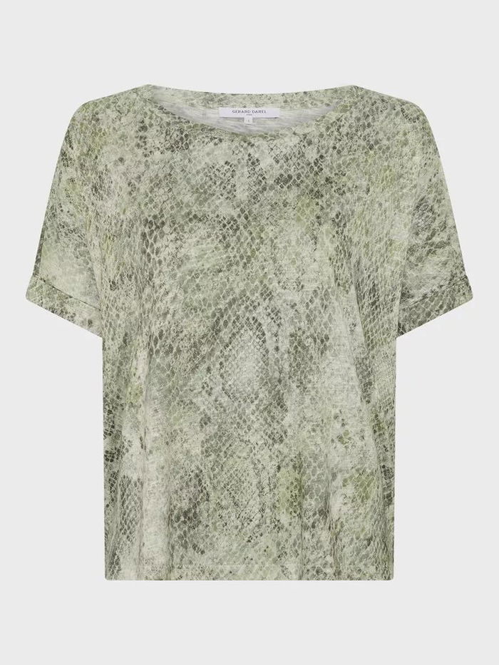 Gerard Darel Mariel Snake Print Top, Khaki Green | endource