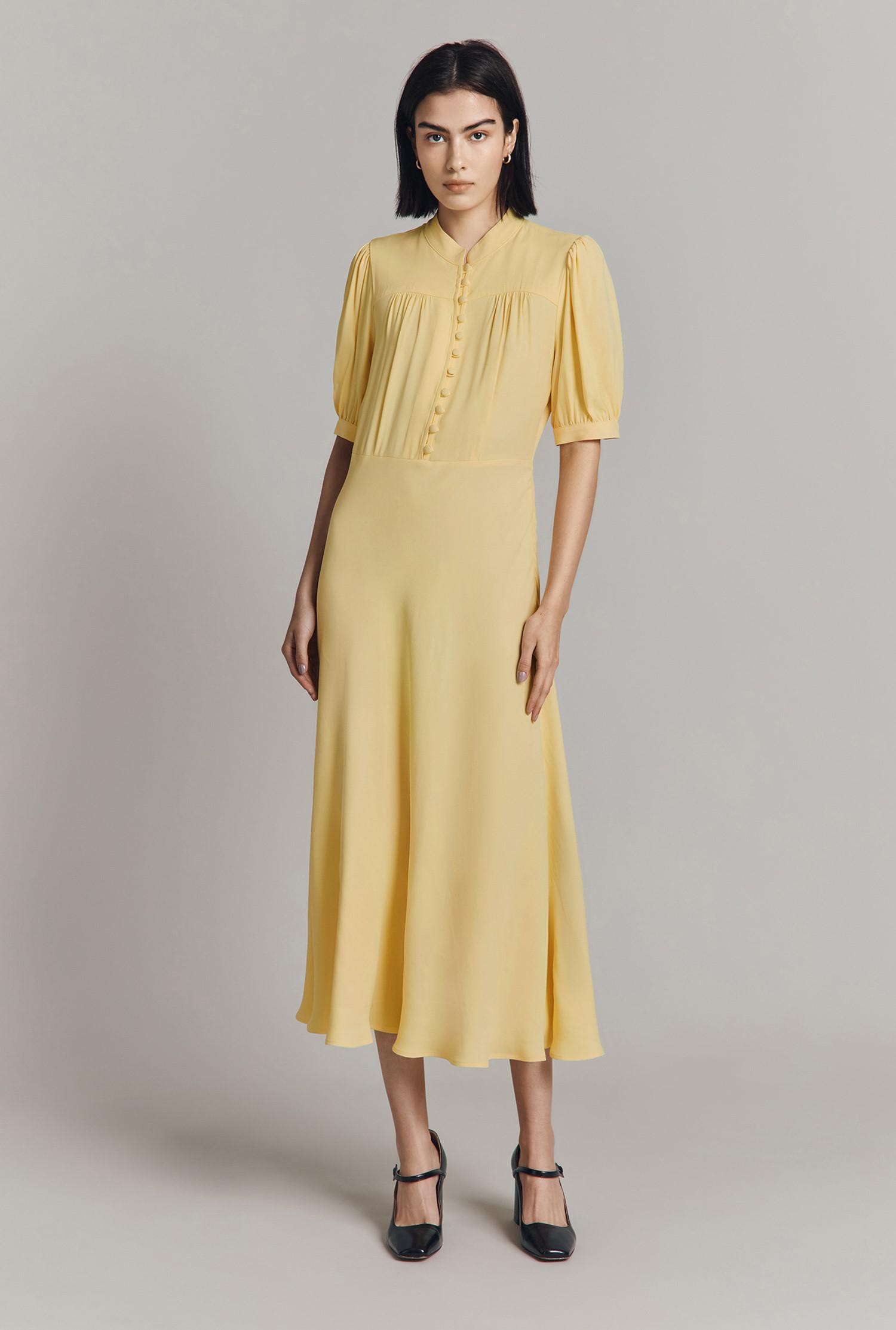 GHOST Adele Satin Back Crepe Midi Dress | Endource