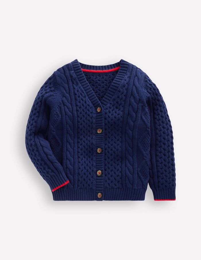 BODEN Heritage Cable Cardigan-College Navy | endource