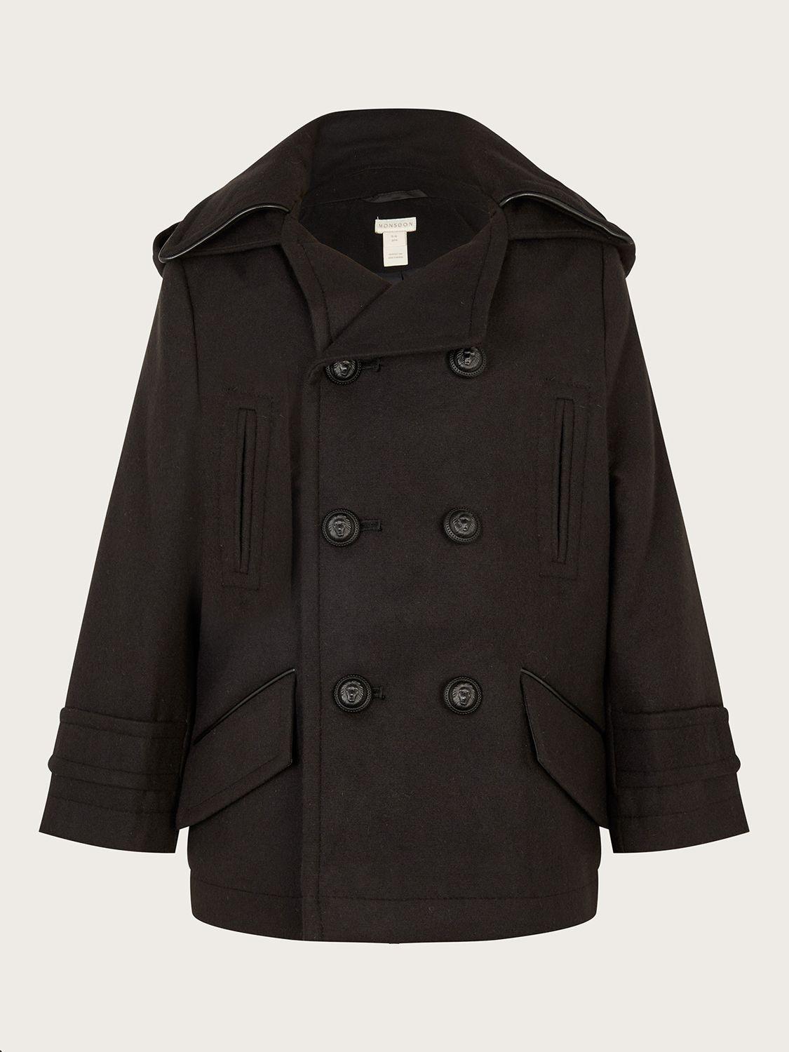 Monsoon Hooded Pea Coat in Black | endource