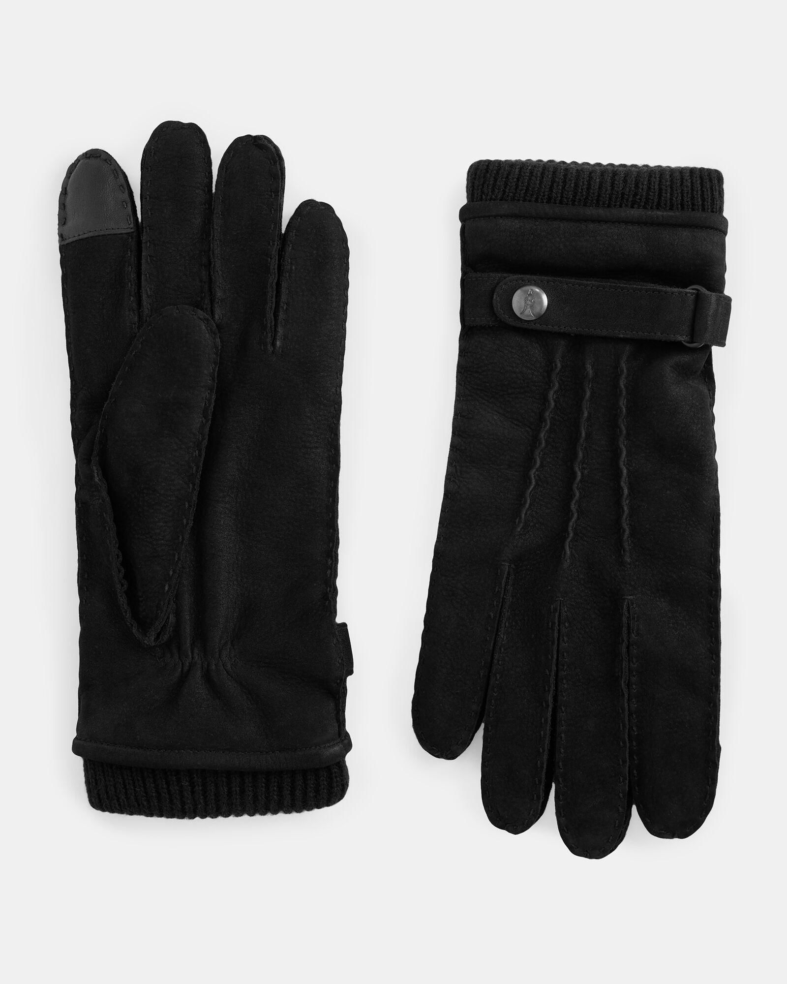 ALLSAINTS Slade Yield Leather Gloves in Black | endource