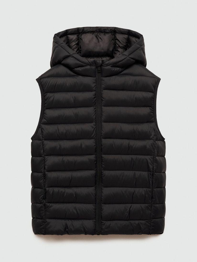 MANGO Unicov Hooded Puffer Gilet in Black | endource