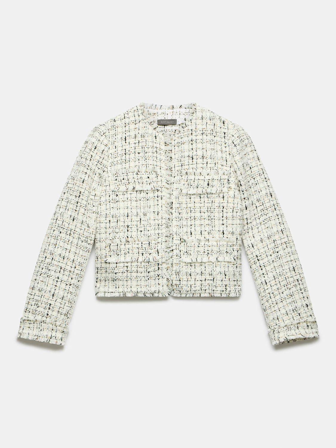 MINT VELVET Textured Boucle Jacket in Ivory | endource