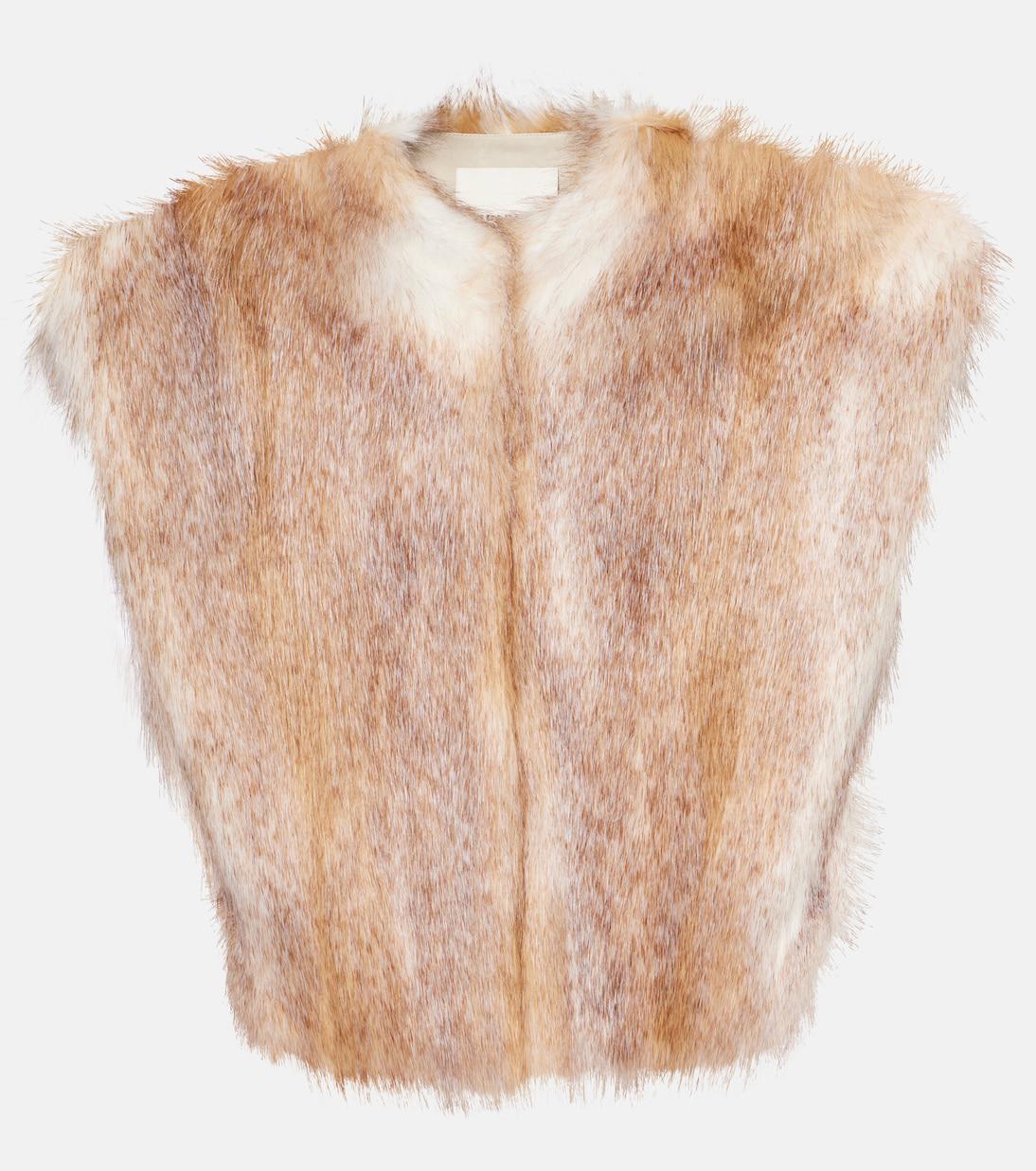 ISABEL MARANT Alexina Faux Fur Vest in Neutrals | endource