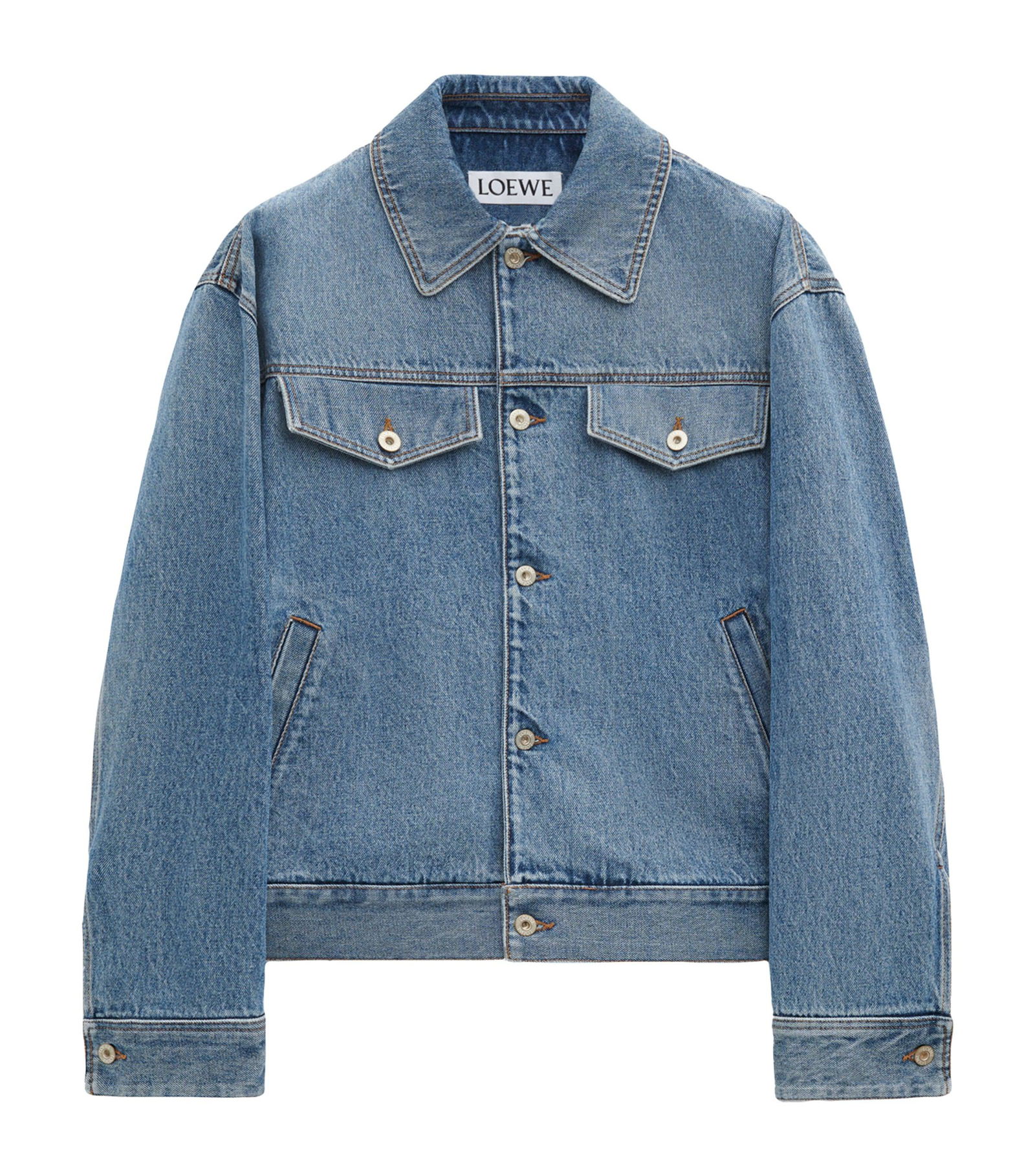 LOEWE Leather-Patch Denim Jacket | endource