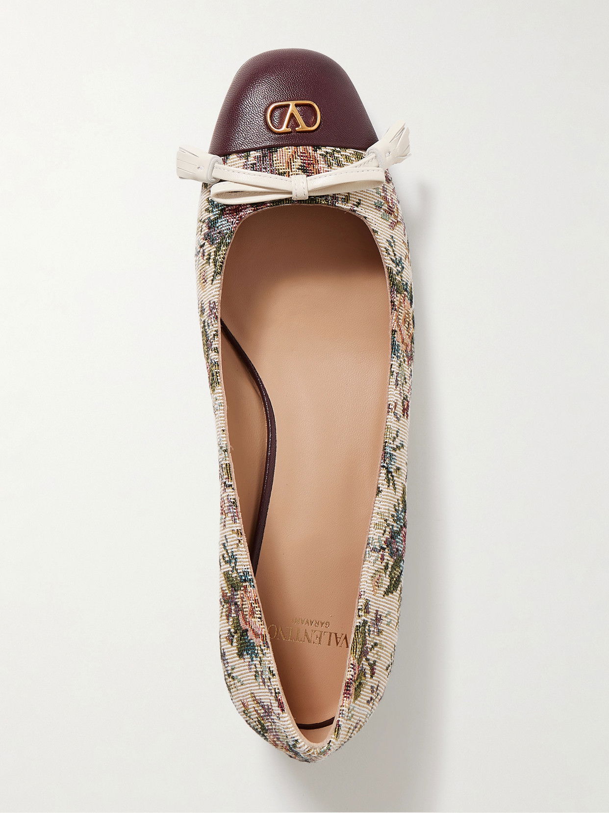 VALENTINO GARAVANI Valet Du Roi Leather-trimmed Floral-jacquard Ballet ...