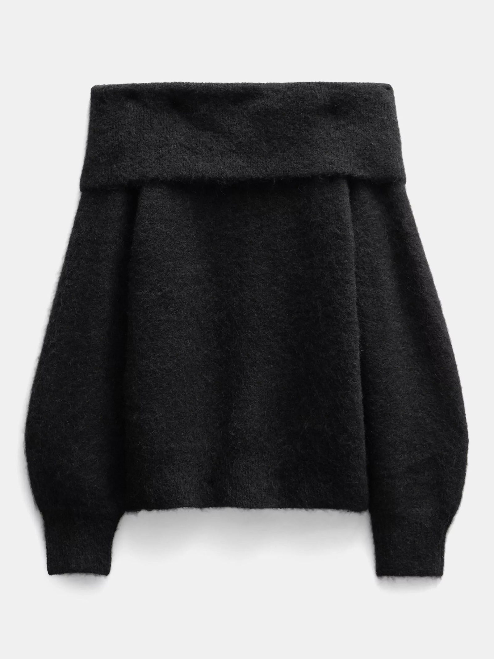 HUSH Molly Wool Blend Off Shoulder Jumper in Black | endource