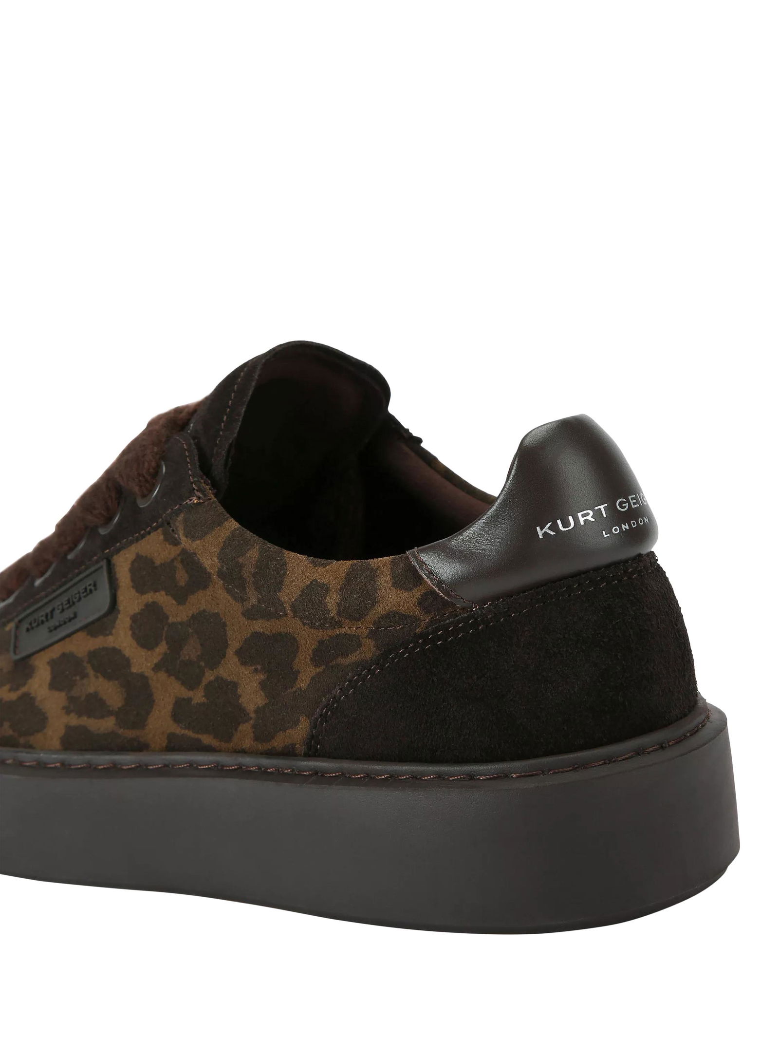 KURT GEIGER LONDON Albion Leopard Print Lace Up Suede Trainers | endource