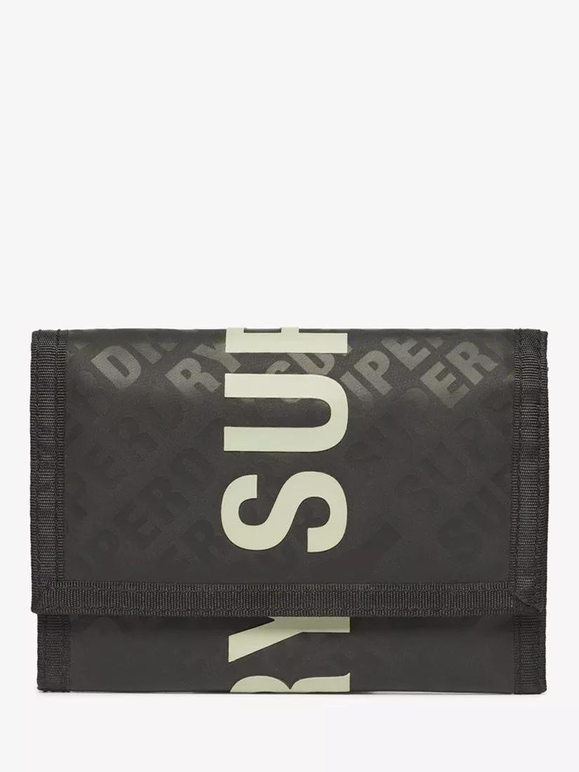 SUPERDRY Tarp Tri-Fold Wallet in Black Aop | endource