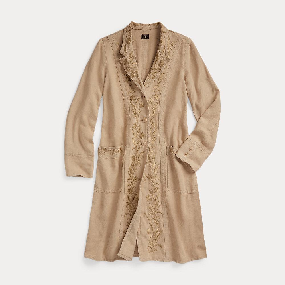 RALPH LAUREN RRL Embroidered Linen Duster Jacket in Natural | endource