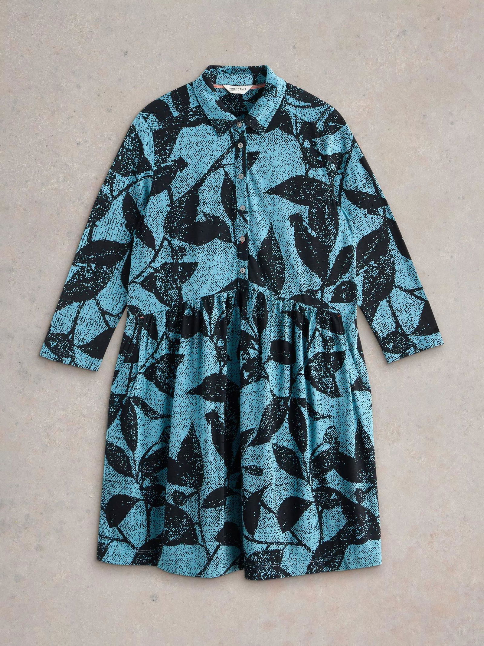 WHITE STUFF Everly Organic Cotton Blend Jersey Shirt Dress in Blue ...