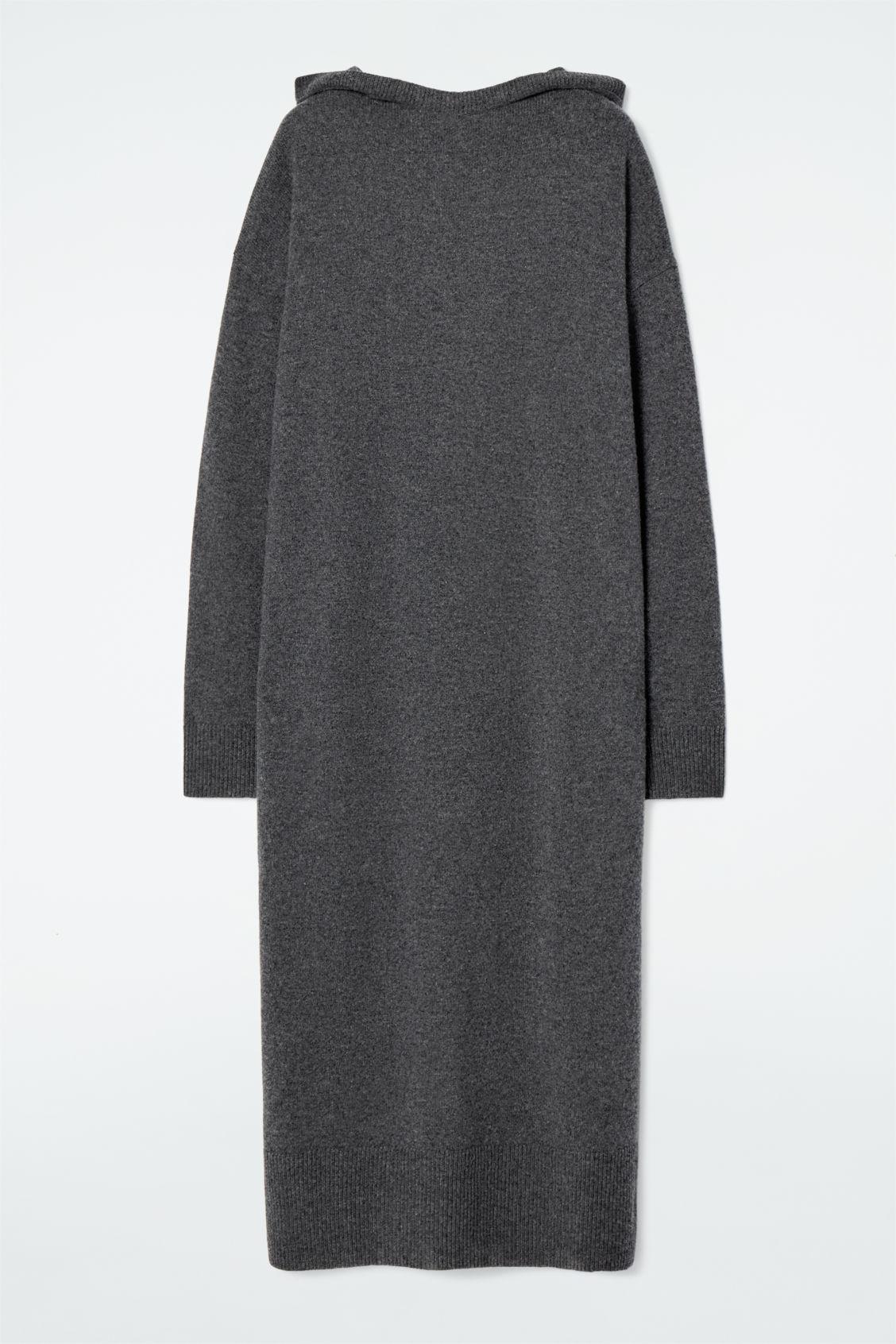 COS Hooded Merino Wool Maxi Dress in DARK GREY | endource