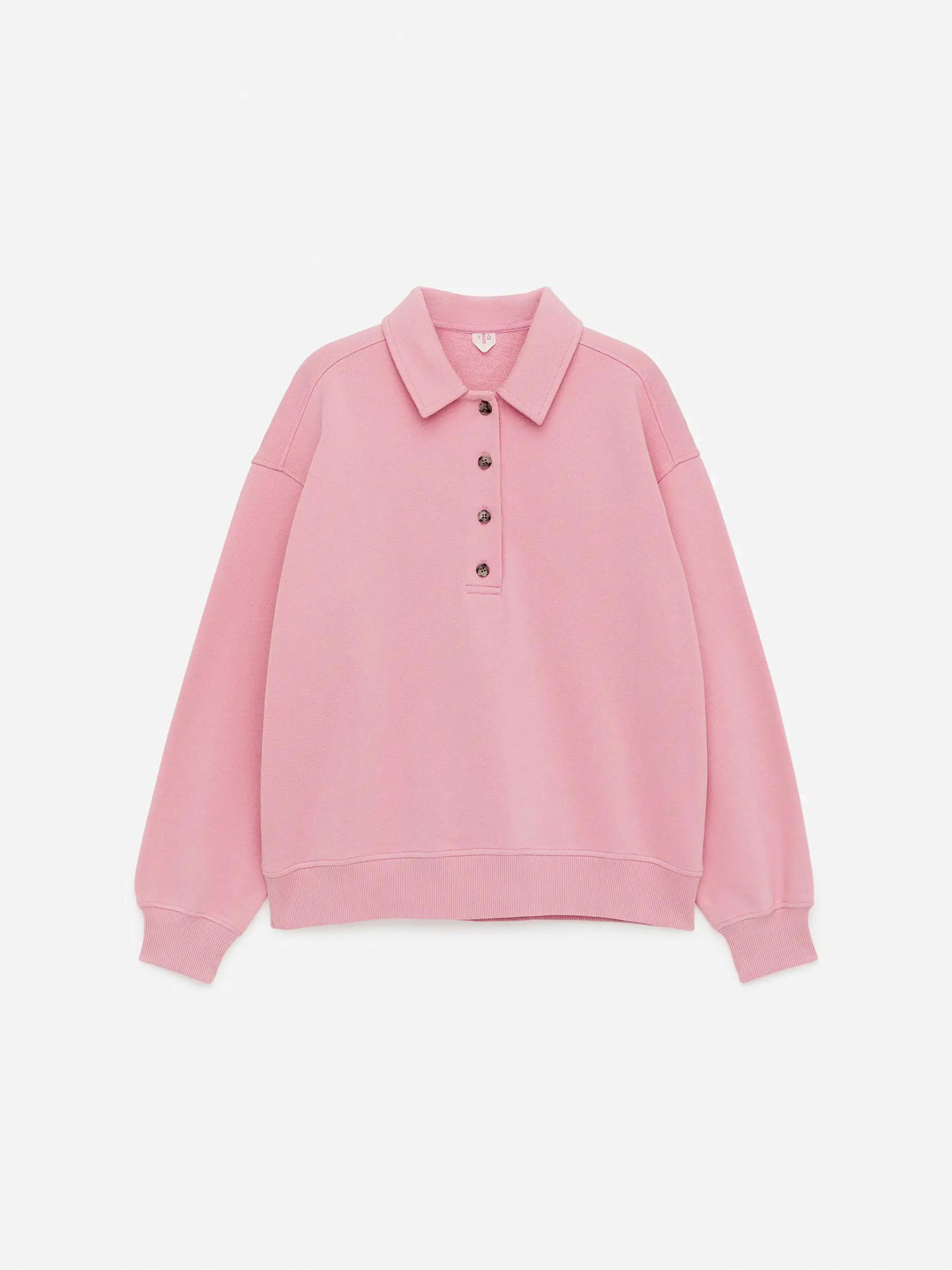ARKET French Terry Polo Shirt in Pink | endource